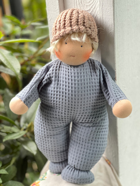 Snuggle Doll Capped - Slate Blue Waffle – Bamboletta Dolls, Ltd