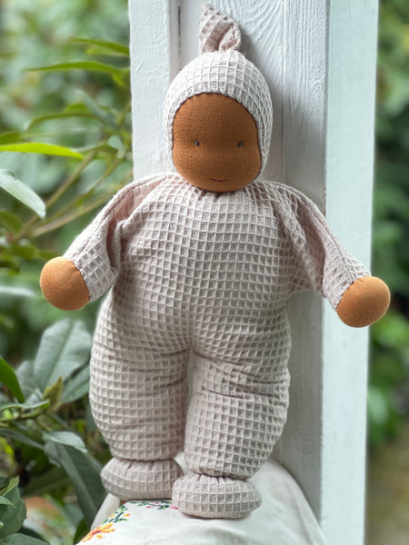 Snuggle Doll - Sage Green Waffle – Bamboletta Dolls, Ltd
